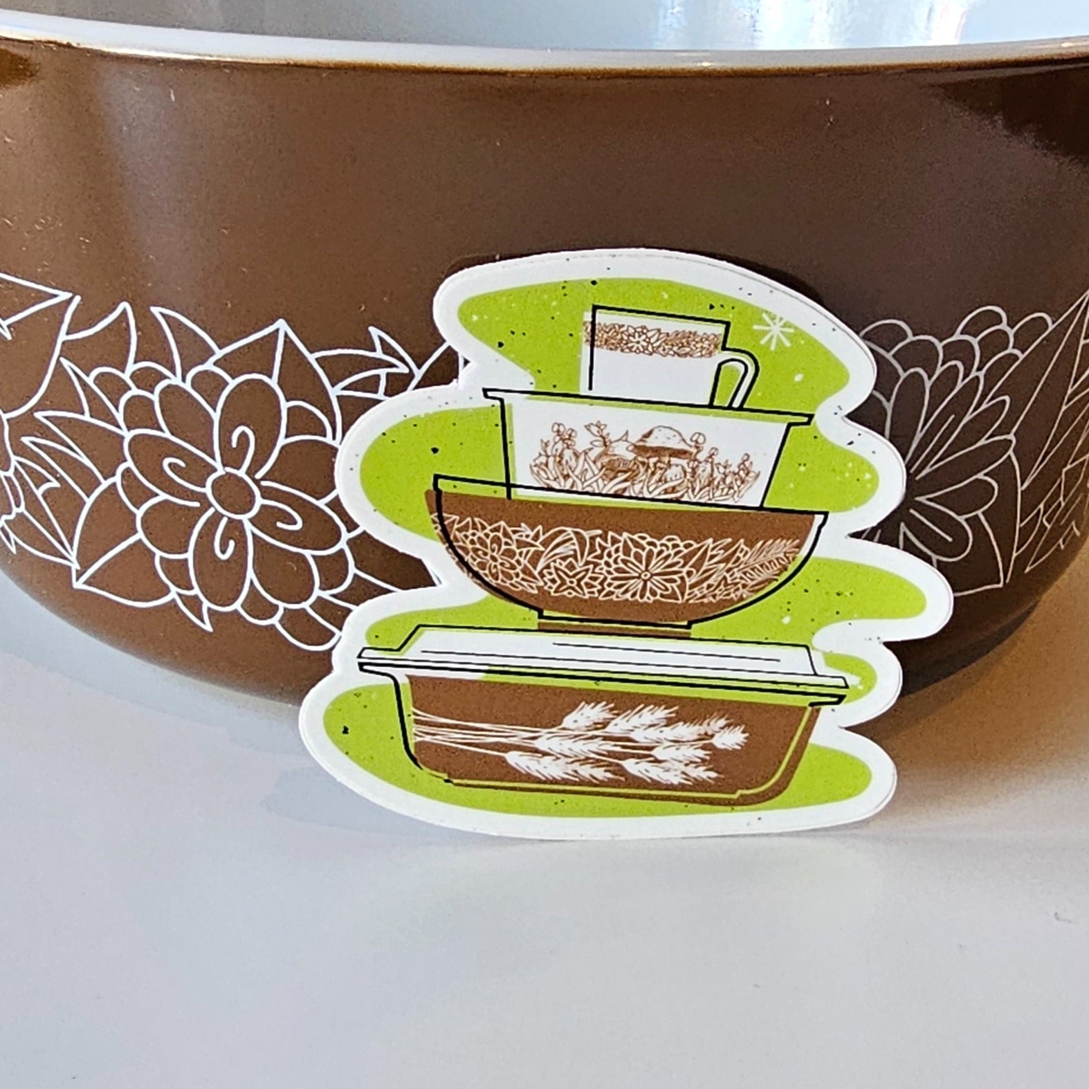 Pyrex Sticker/Magnet - Woodland Bowl Stack | JoRetro Vintage Market