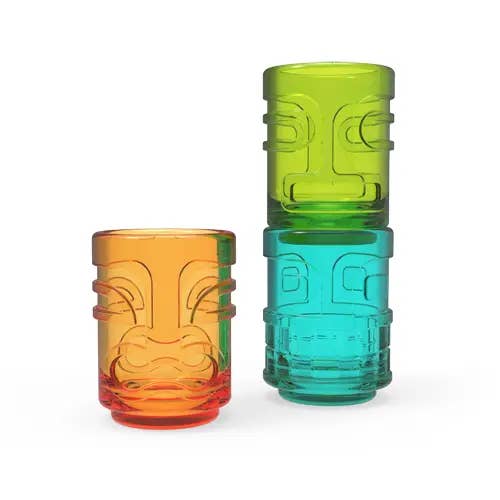 Tiki Trio™ Stackable Glass Shot Glasses | JoRetro Vintage Market
