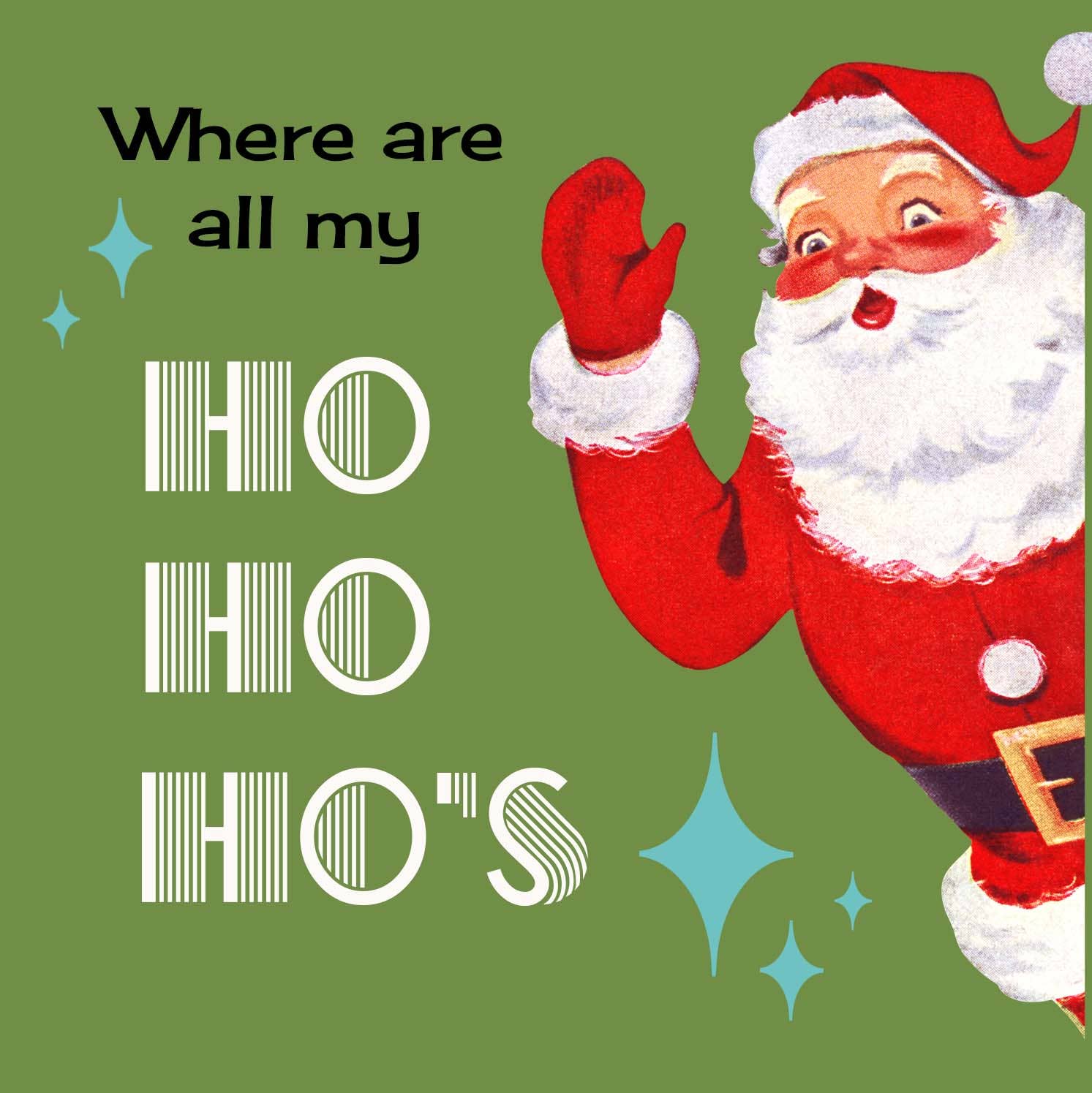 Santa Hos Funny Retro Holiday Cocktail Beverage Napkin | JoRetro ...