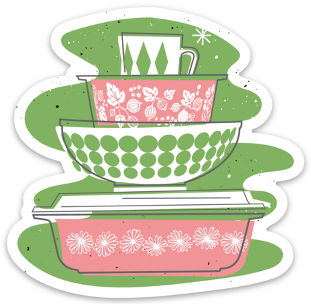 Pyrex Magnet / Sticker - Pink Daisy | JoRetro Vintage Market