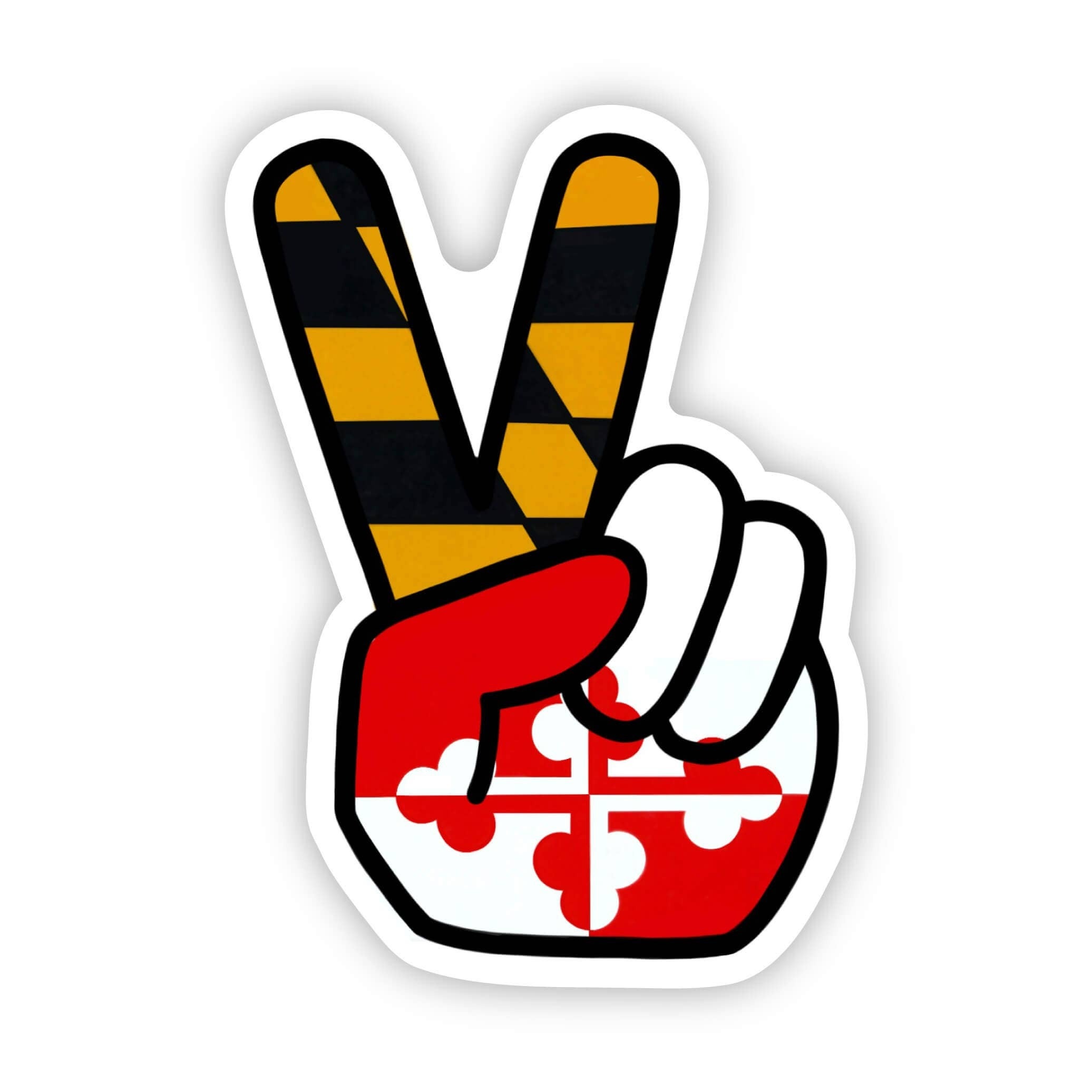 Maryland State Flag Peace Fingers Sticker | JoRetro Vintage Market