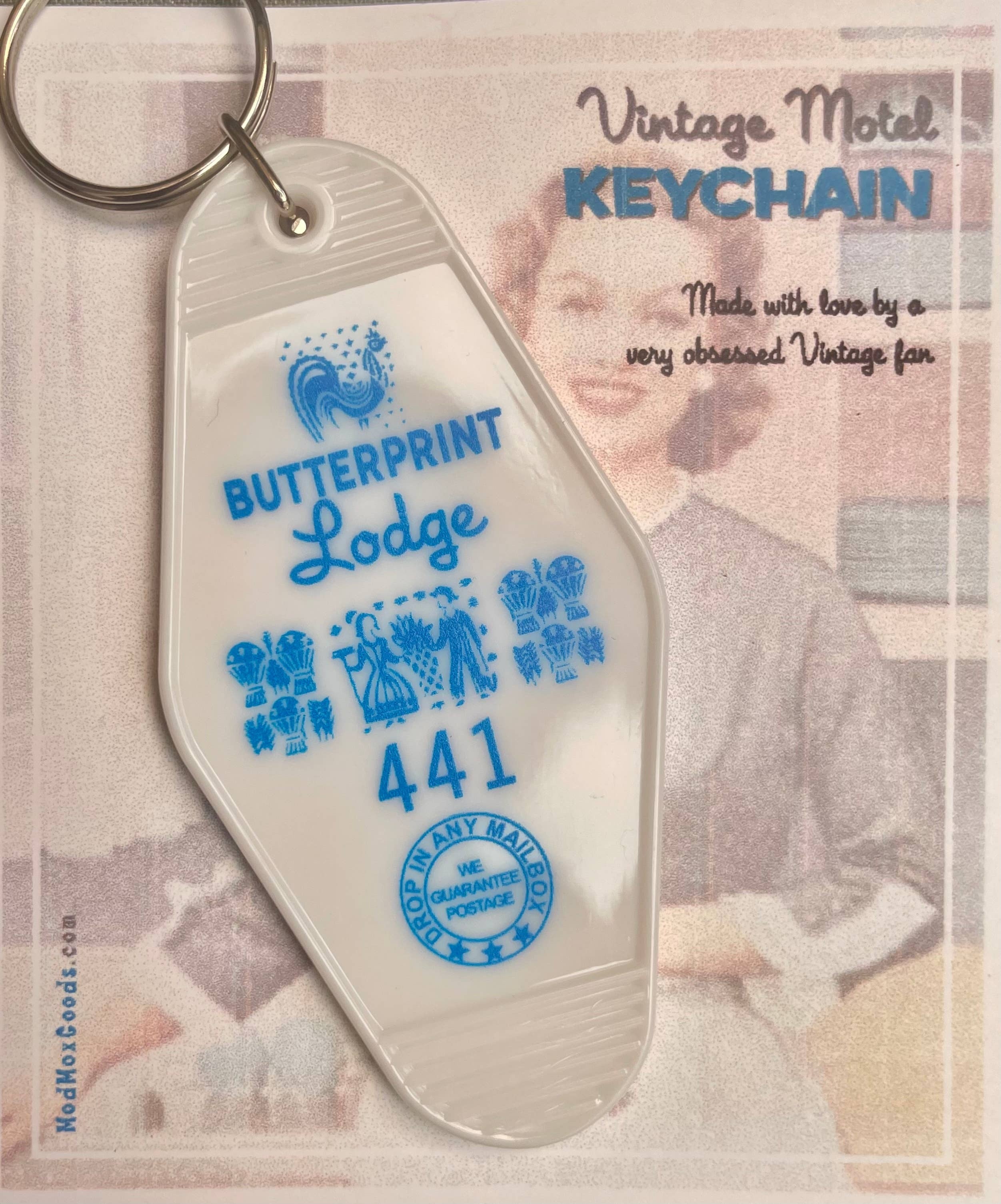 Vintage Motel Keychain Pyrex theme Butterprint Lodge | JoRetro Vintage ...