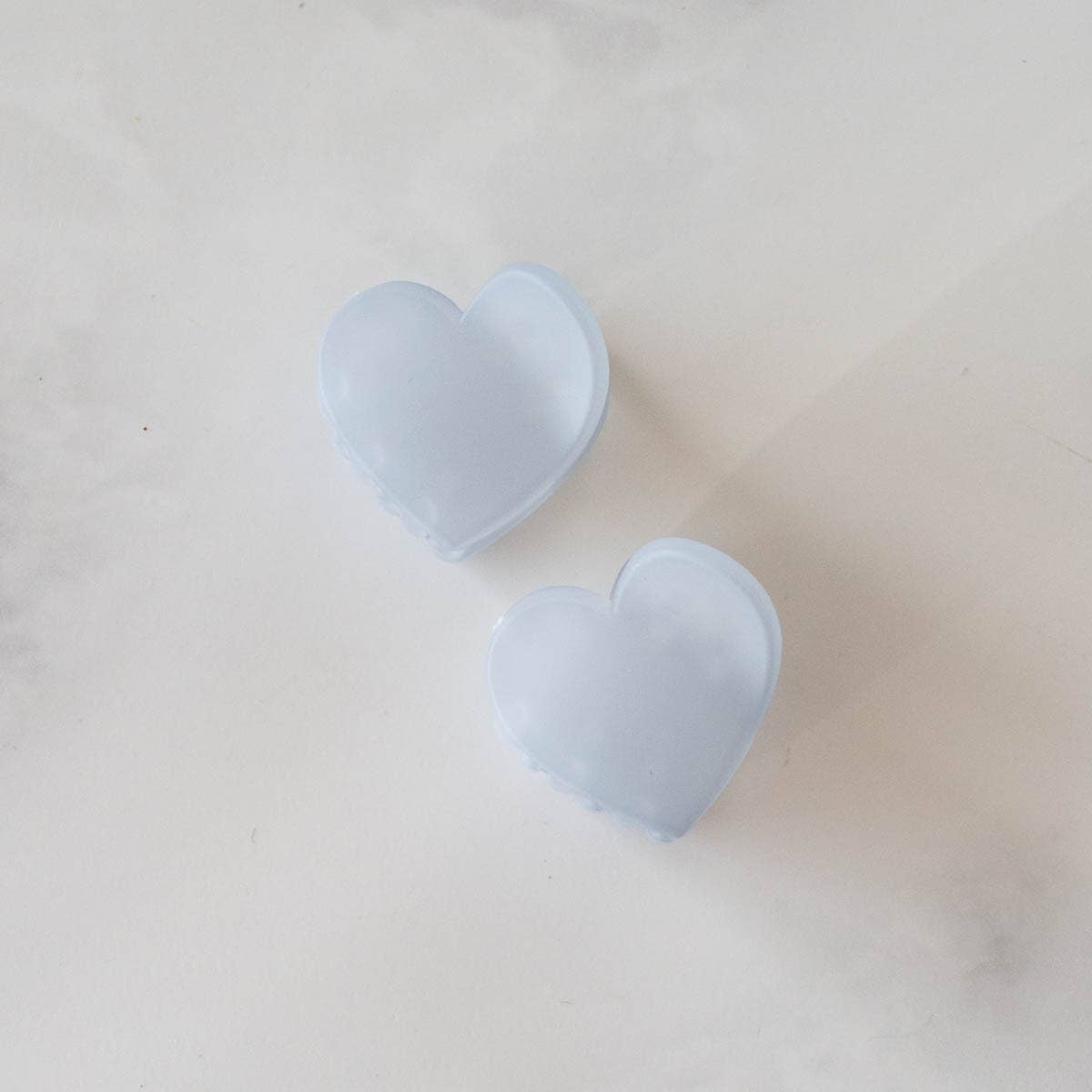 Baby Blue Ice Matte Candy Hearts Hair Clip Set | JoRetro Vintage Market