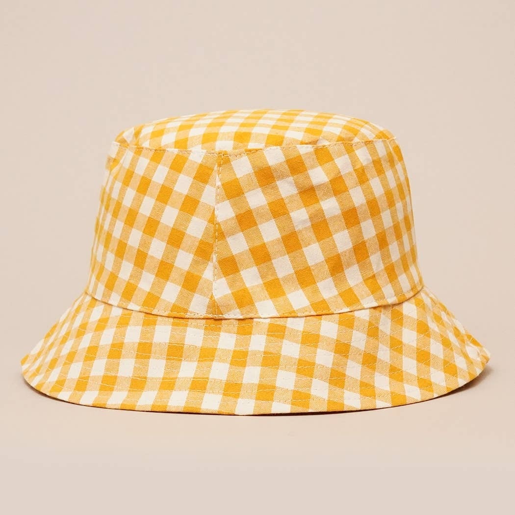 Yellow Gingham Reversible Bucket Hat | JoRetro Vintage Market