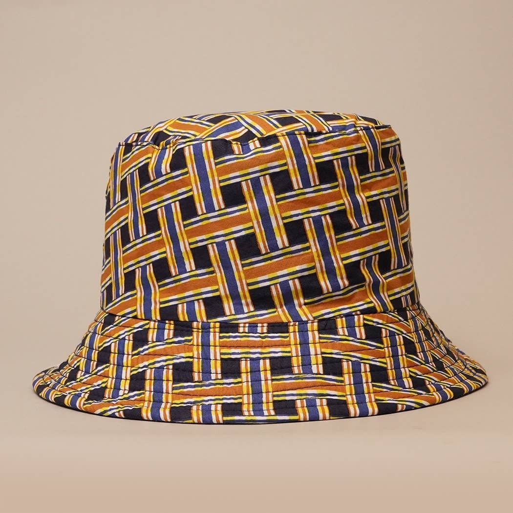 Yellow 3D Geometric Pattern Unisex Bucket Hat | JoRetro Vintage Market