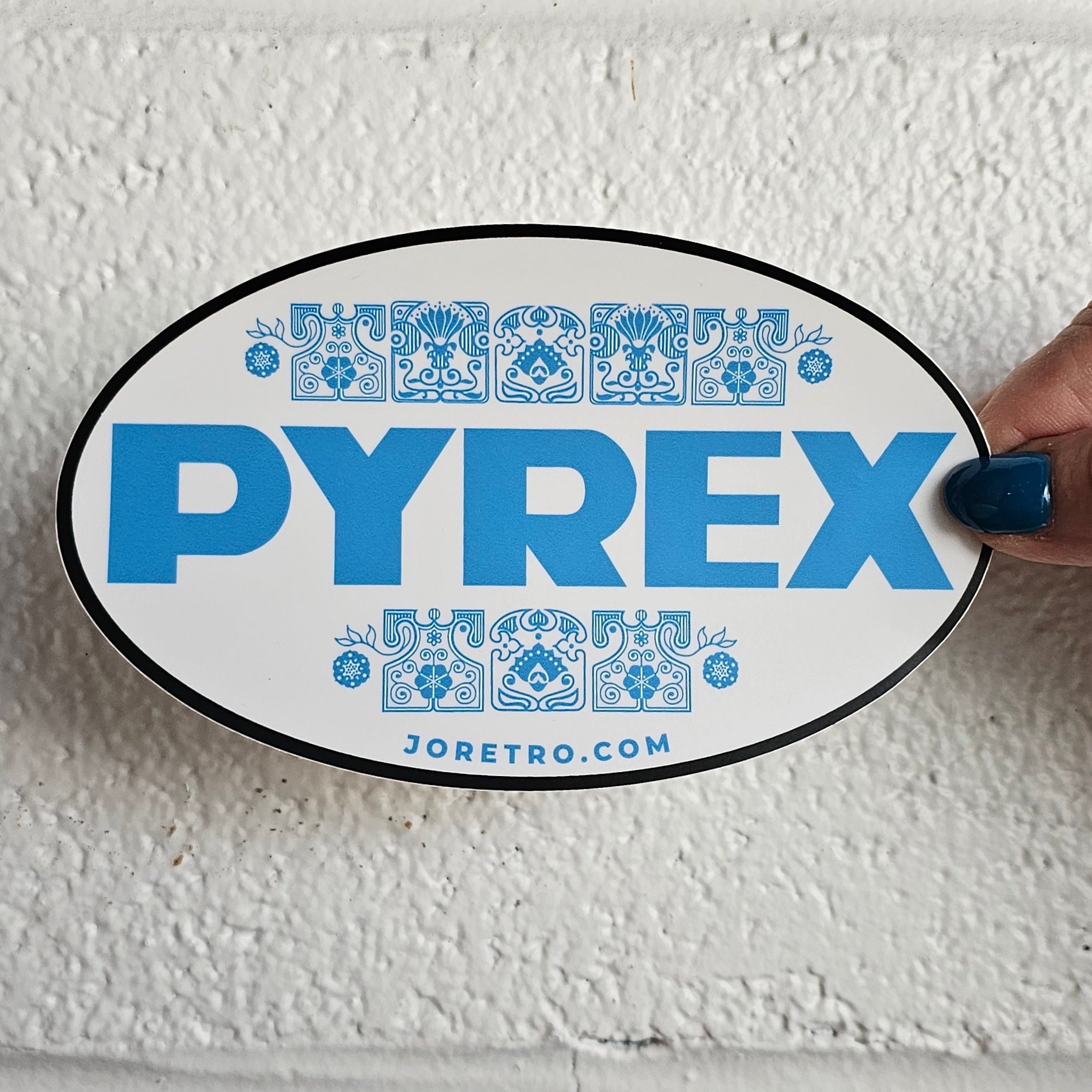 Pyrex Oval Decal Sticker - Pyrex Logo Horizon Blue | JoRetro Vintage Market